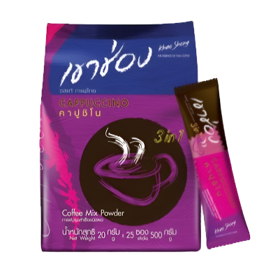 Khao Shong Thai Instant Coffee Powder Cappuccino Coffee Mix 3 in 1 (20 ...