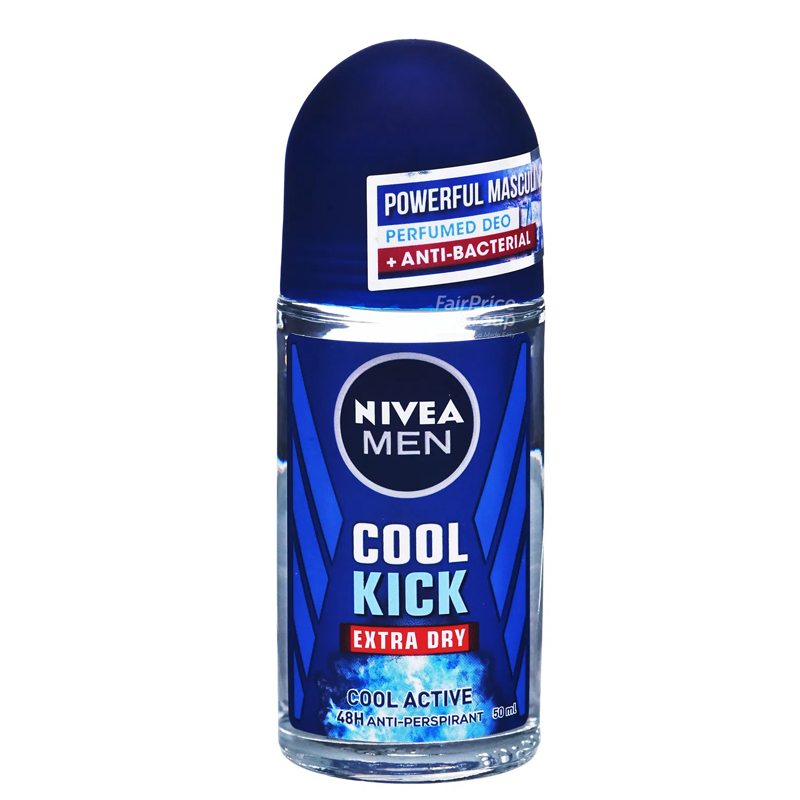 NIVEA MEN Deodorant Roll On Cool Kick Extra Dry Cool Active 50ml ...