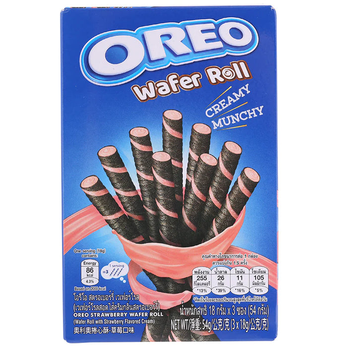 Oreo Strawberry Wafer Roll Cream Creamy Munchy 54g — Shopping-D Service ...
