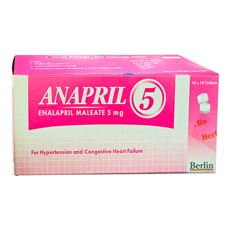 Anapril 5 Enalapril Maleate 5 mg boxes of 100 tablets For Hypertension ...