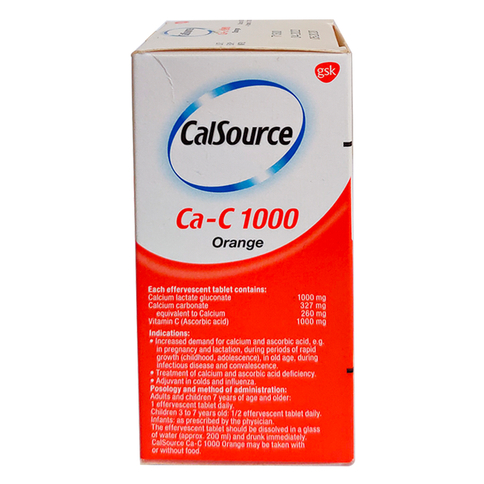 CalSource Ca-C 1000 Calcium 260 mg and Vitamin C 1000 mg Orange flavou ...