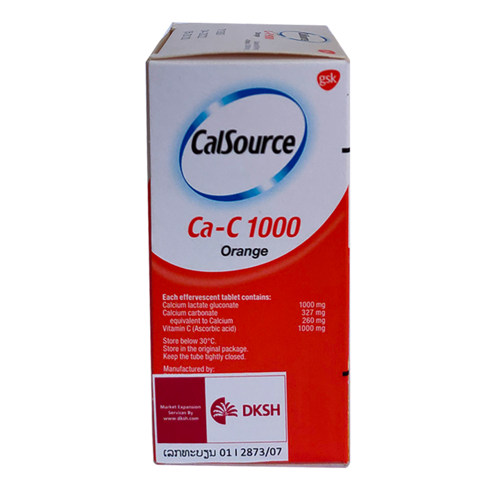 CalSource Ca-C 1000 Calcium 260 mg and Vitamin C 1000 mg Orange flavou ...