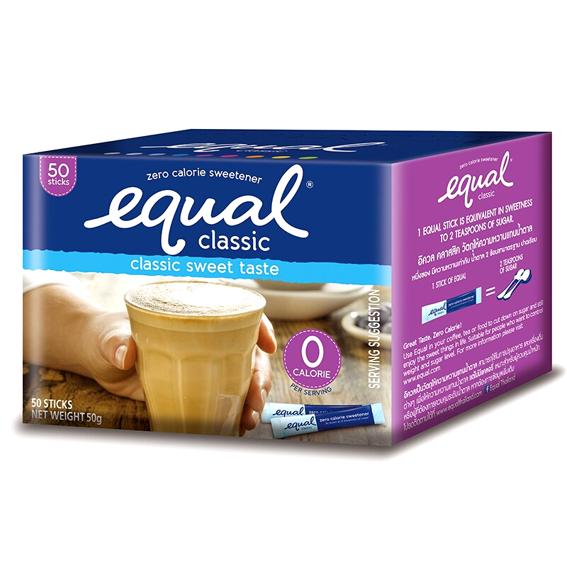 Equal Classic Zero Calorie Sweetener Classic Sweet taste Box of 50 sac ...