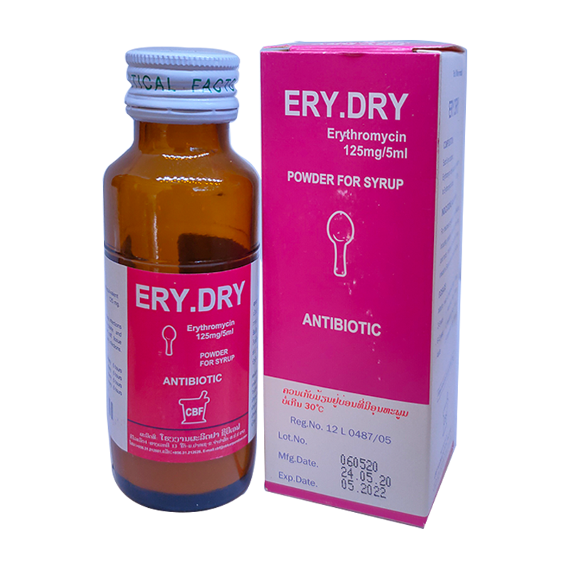 Ery.Dry Erythromycin 125mg - 5ml Powder for Syrup Antibiotic Size 60ml ...