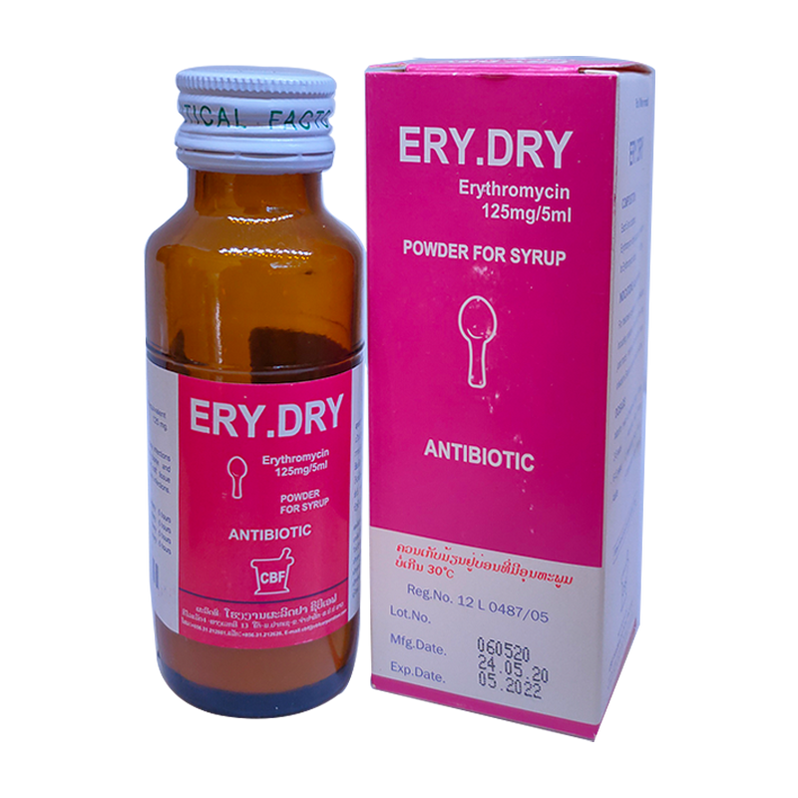 Ery.Dry Erythromycin 125mg - 5ml Powder for Syrup Antibiotic Size 60ml ...