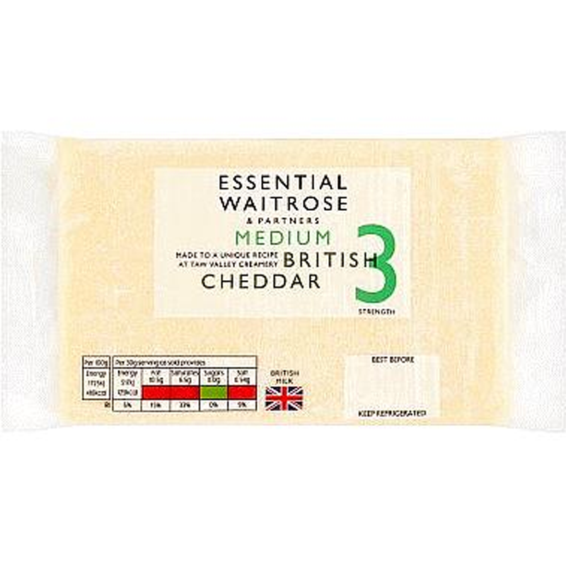 Essential Waitrose Medium British Cheddar 350g — Shopping-D Service ...
