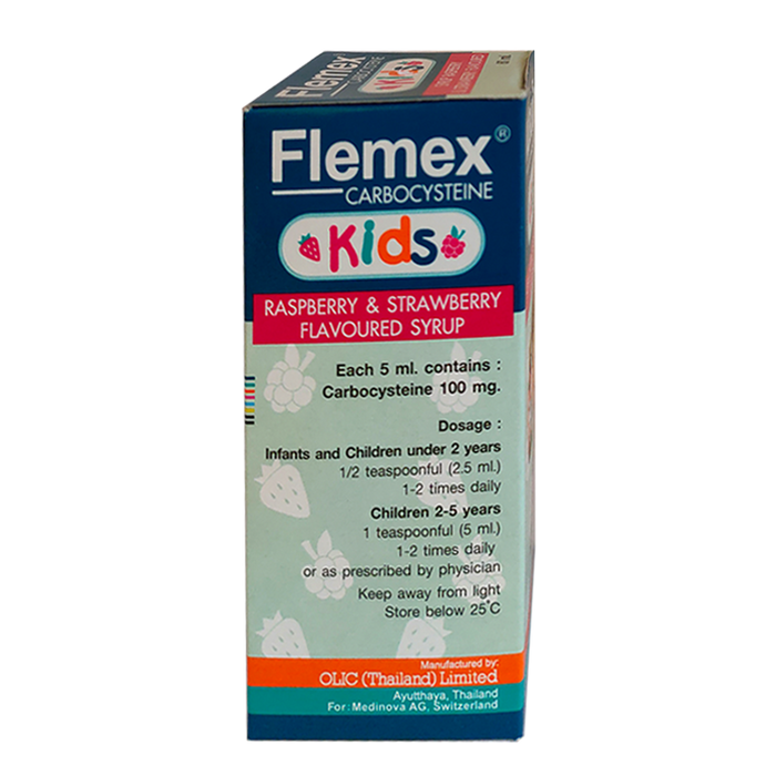 Flemex Kids Carbocysteine Raspberry & Strawberry Flavoured Syrup Size ...