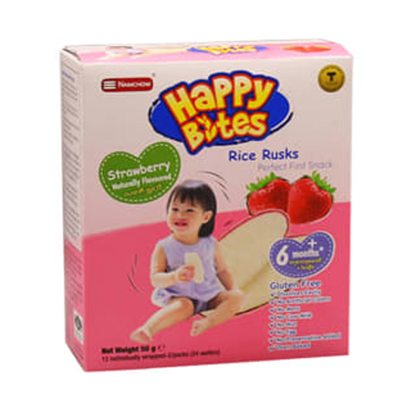 Happy Bites Rice Rusks Strawberry Perfect First Snack 50g — Shopping-D ...