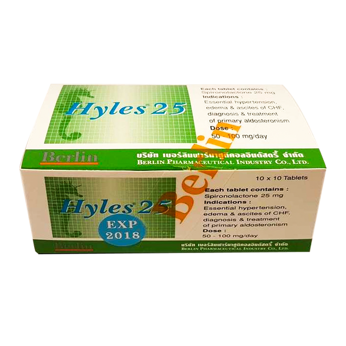 Hyles 25 mg Spironolactone boxes of 100 tablets — Shopping-D Service ...