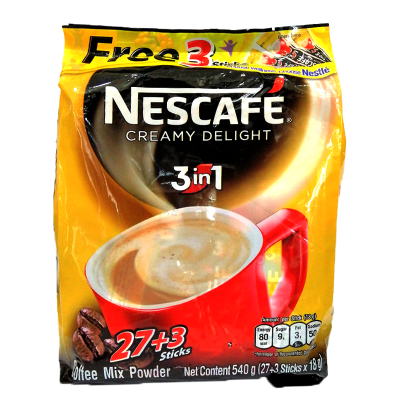 Nescafe Creamy Delight 3in1 Coffee Mix Powder Size 18g pack of 27 Sach ...