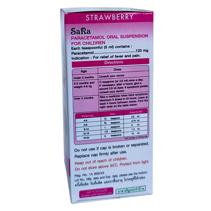 SaRa Paracetamol Oral Suspension Relief of Fever and Pain In Infants a ...