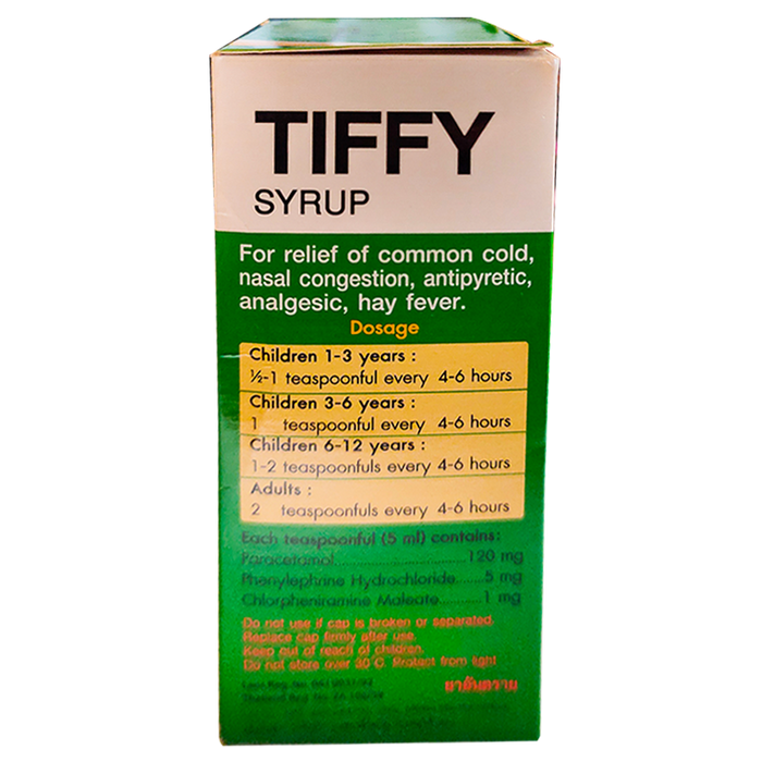 Tiffy syrup Size 60ml For Relief Of Common Cold, Nasal Congestion, ant ...