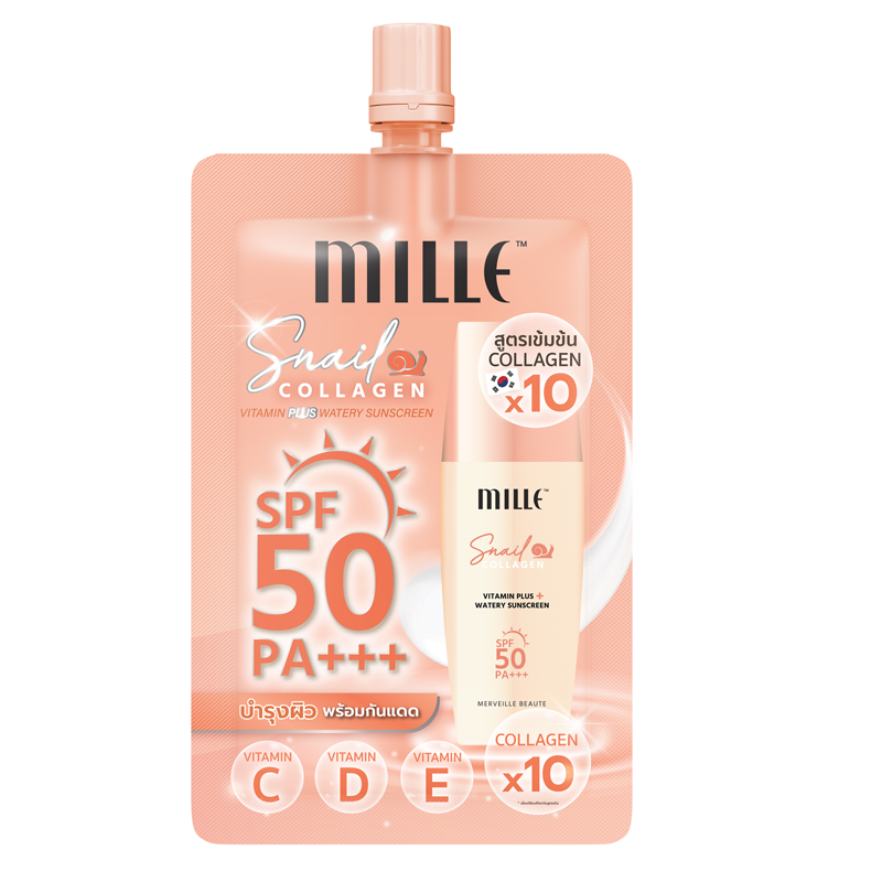 MILLE SNAIL COLLAGEN VITAMIN PLUS WATERY SUNSCREEN SPF50 PA+++ 6G ...