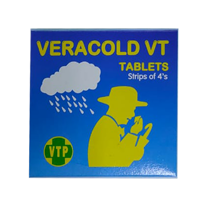 Veracold VT for the treatment of Cold Symptoms Strip of 4 tablets ...