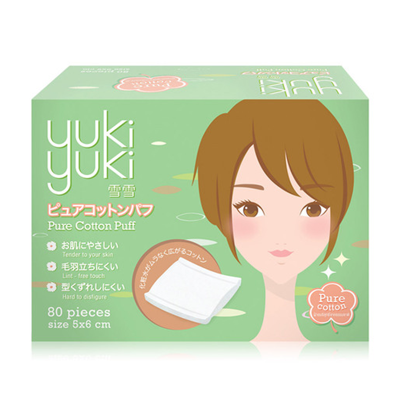 Yuki Yuki Pure Cotton Puff Size 5x6 cm 80 Pieces — Shopping-D Service ...