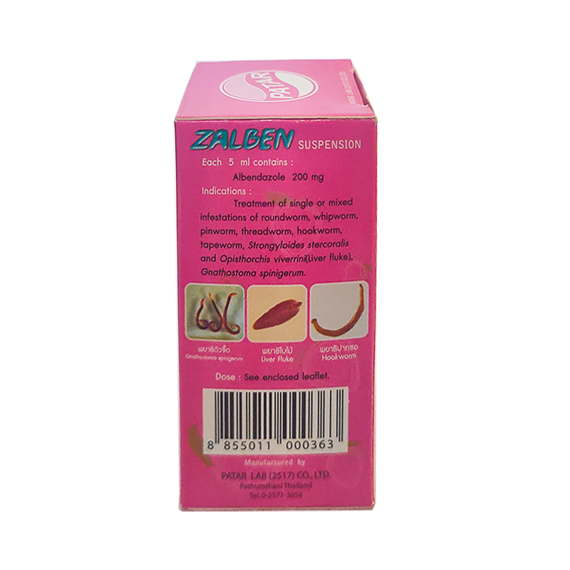 ZALBEN Suspension Albendazole 200 mg Size 10 ml – Shopping-D Service ...