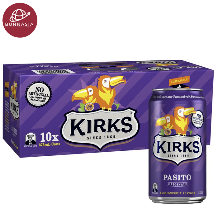 kirks Pasito Original Passionfruit Flavour 375ml Pack 10 cans ...